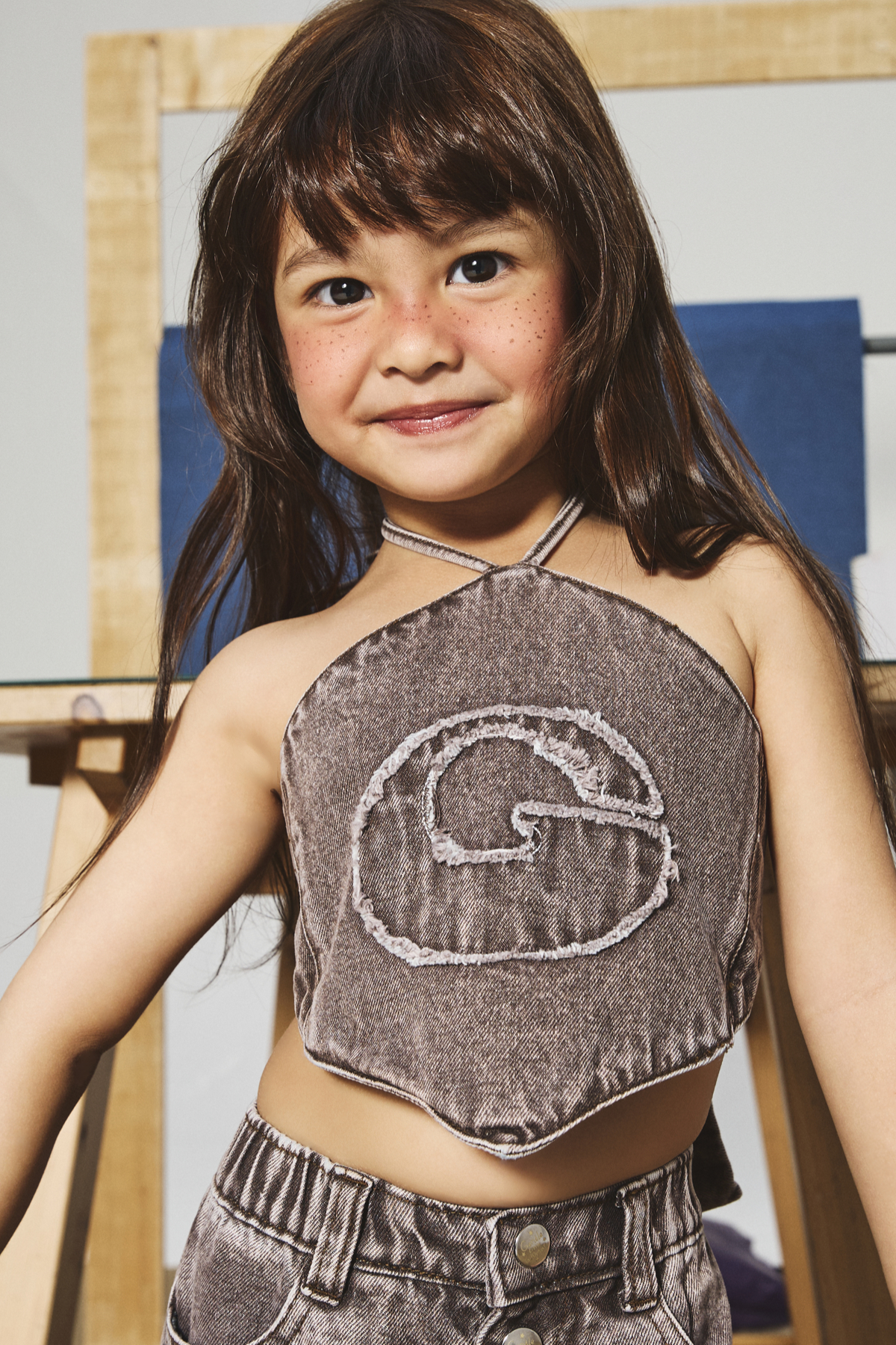 Smoky Quartz Halter Neck Denim Top - LAT018 | GENTLE LITTLEWOMAN Smoky Quartz Halter Neck Denim Top - LAT018 | GENTLE LITTLEWOMAN